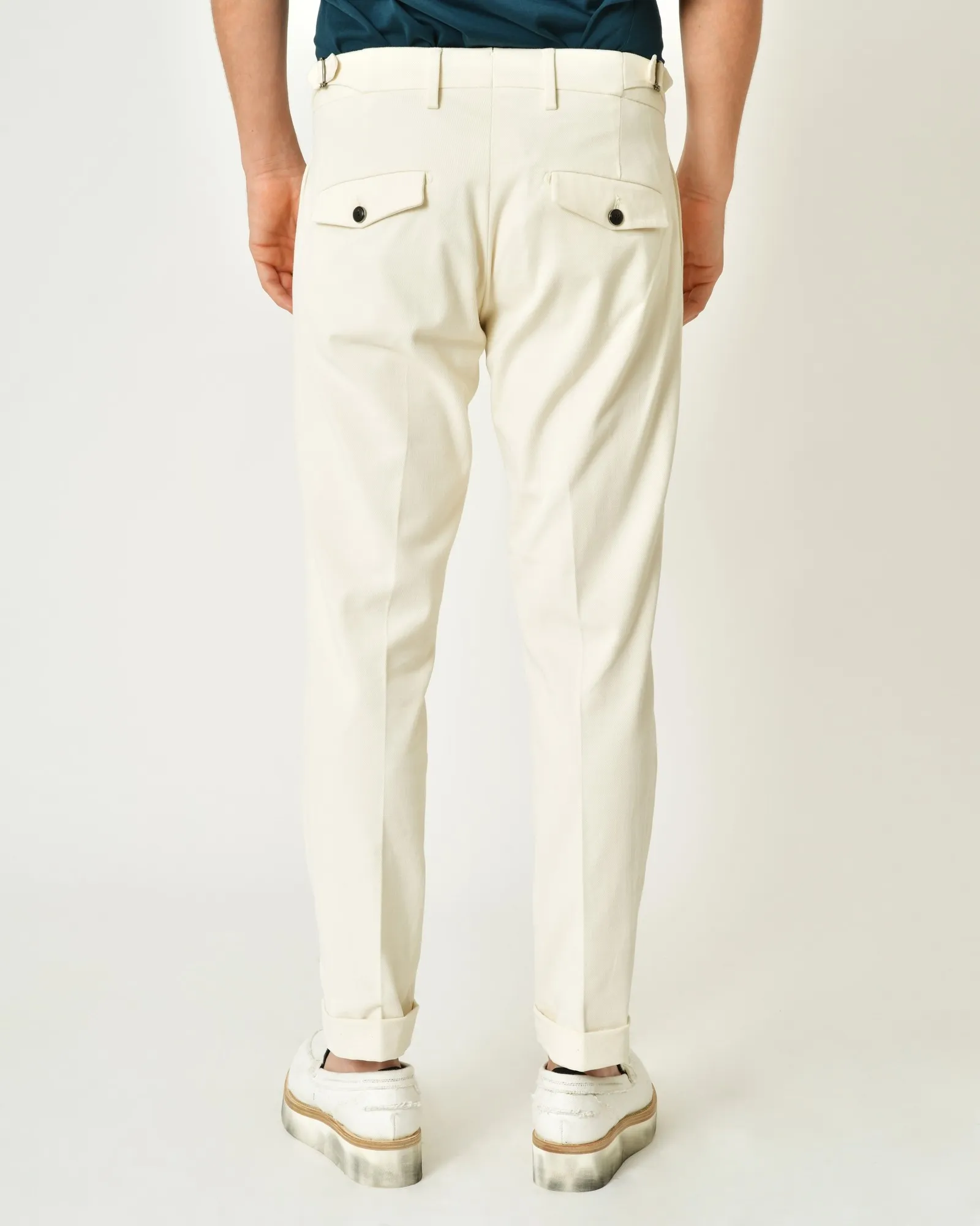 Pantalon en coton ivoire à plis Michele Carbone