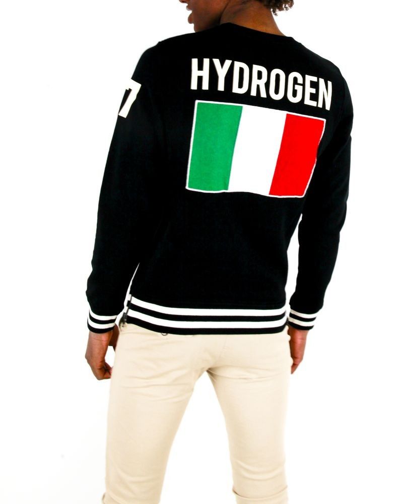 Sweat noir à flocage drapeau italien Hydrogen - Sweats Homme | La ...