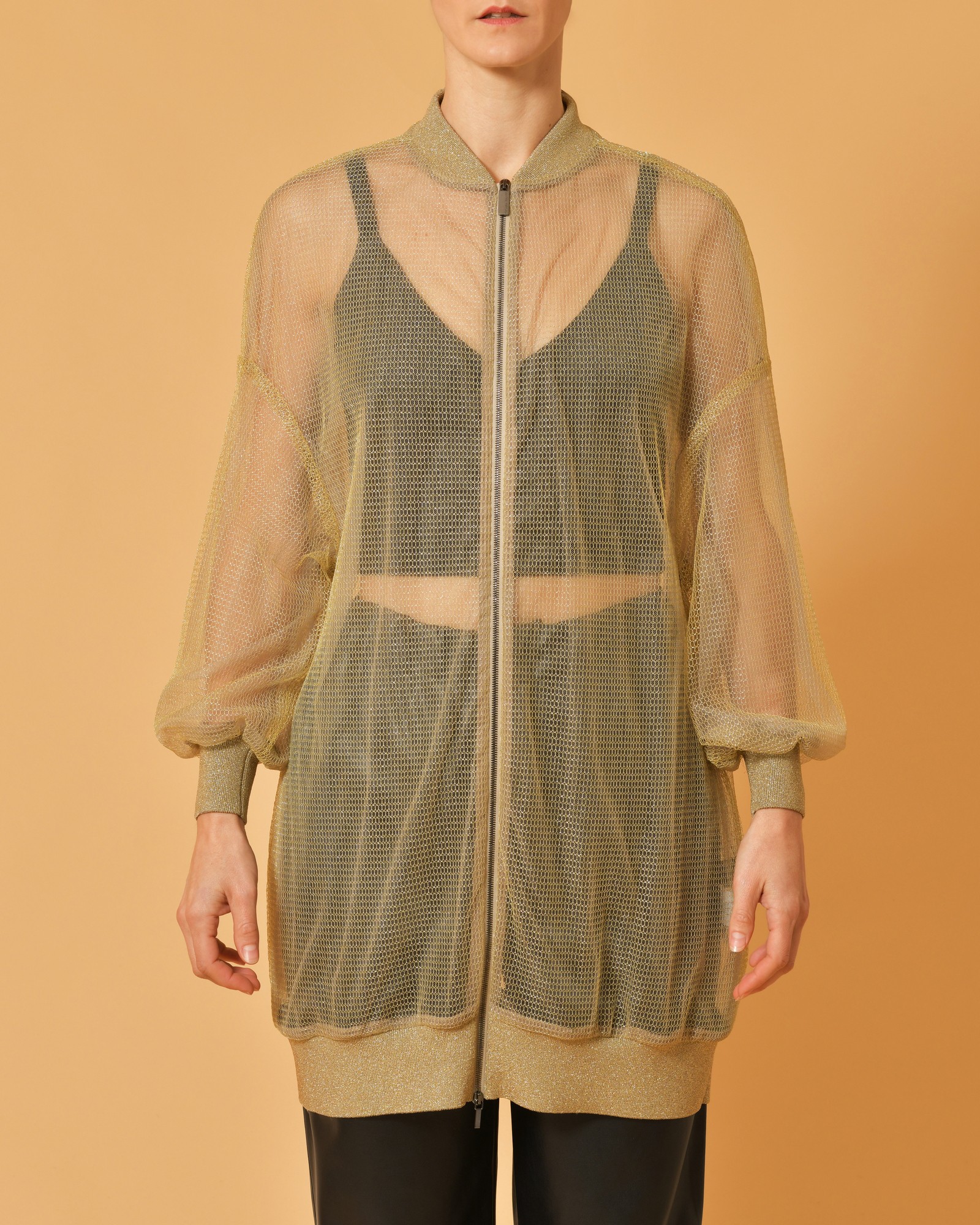 Veste en maille de résille dorée Fabiana Filippi